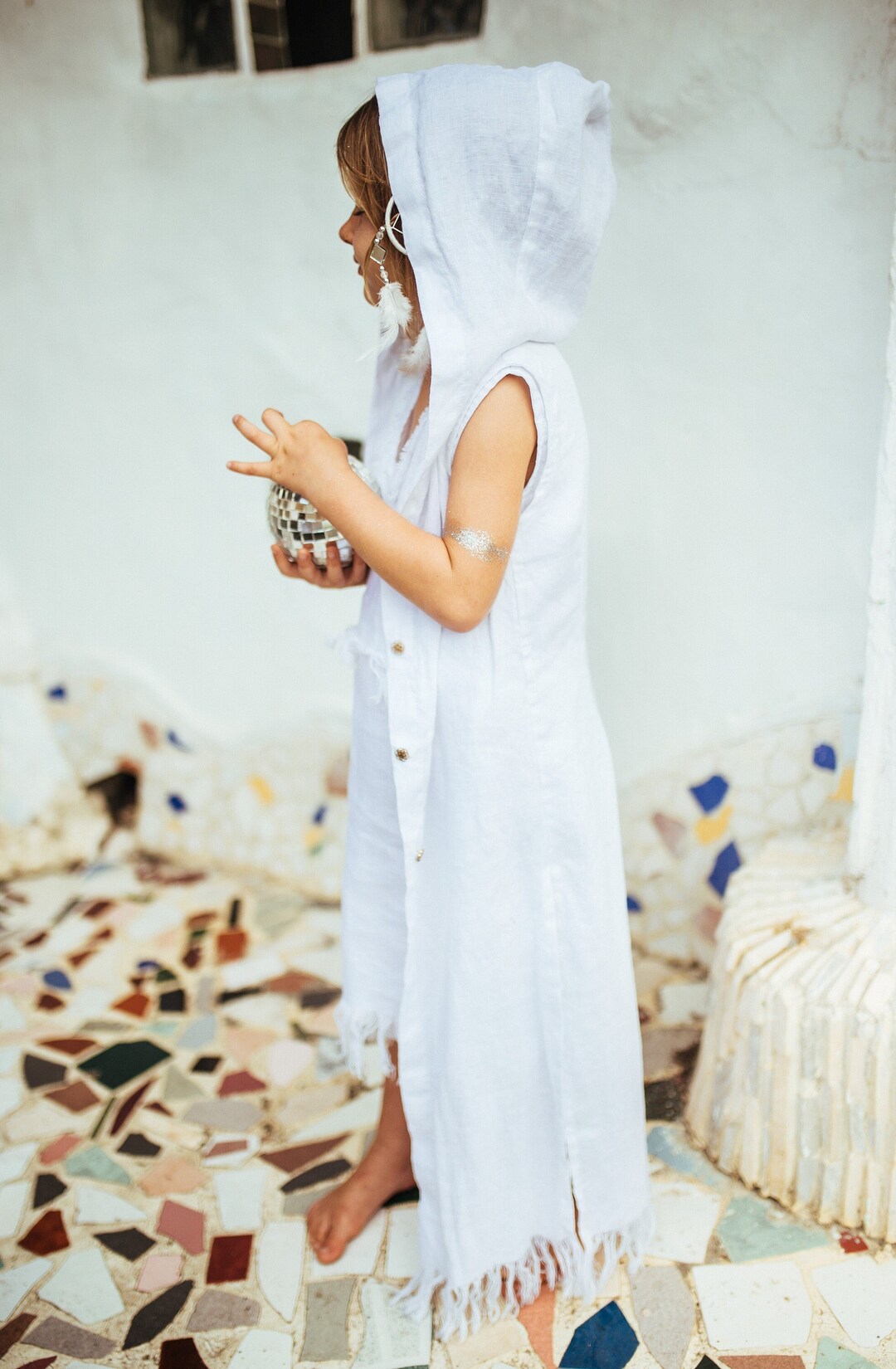 White Linen Dress ∆ Girls Maxi Dress ∆ Organic Clothing ∆ Linen Tunic ...