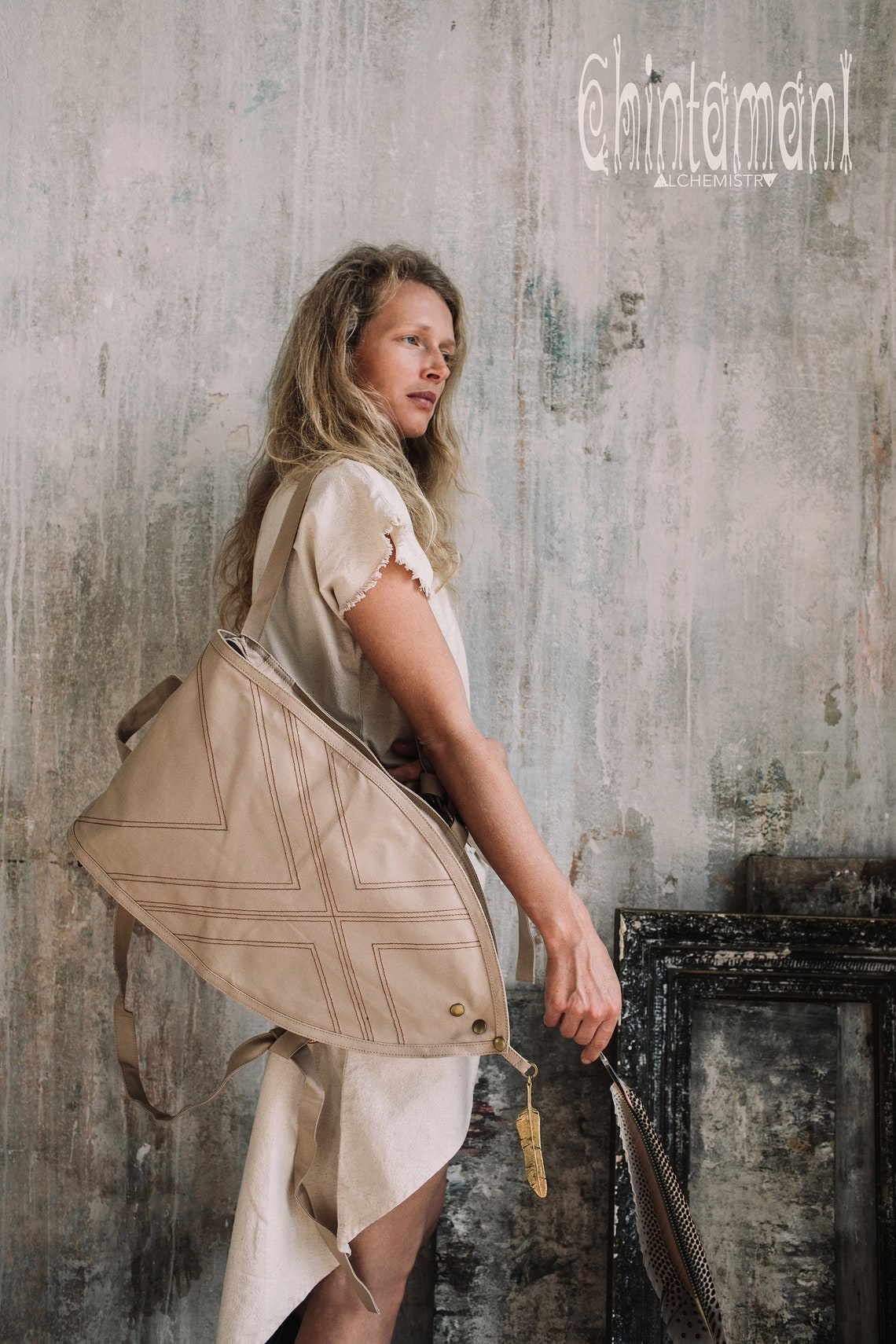 Shield Boho Backpack Bohemian Cotton Canvas Backpack - Etsy