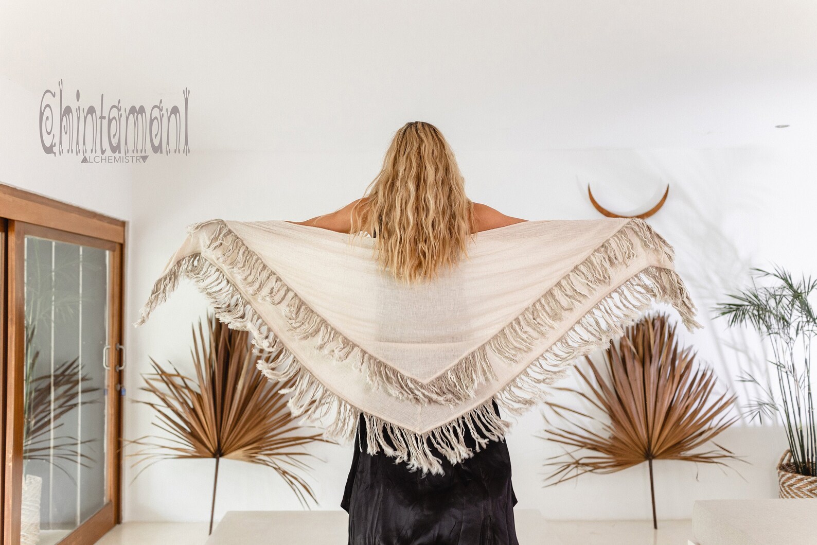 Boho Fringe Shawl Bohemian Scarf Organic Wedding Shawl | Etsy