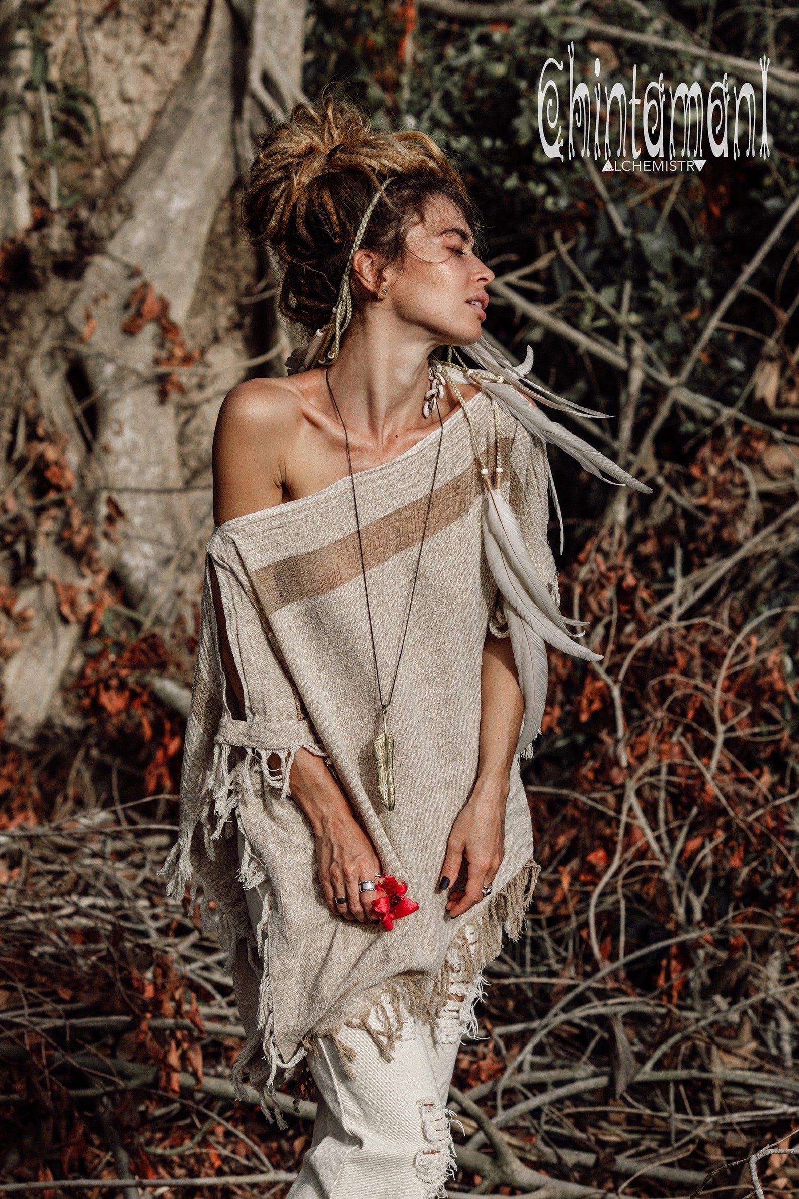 Raw Cotton Bohemian Poncho Top Nomad Gypsy Hippie off - Etsy