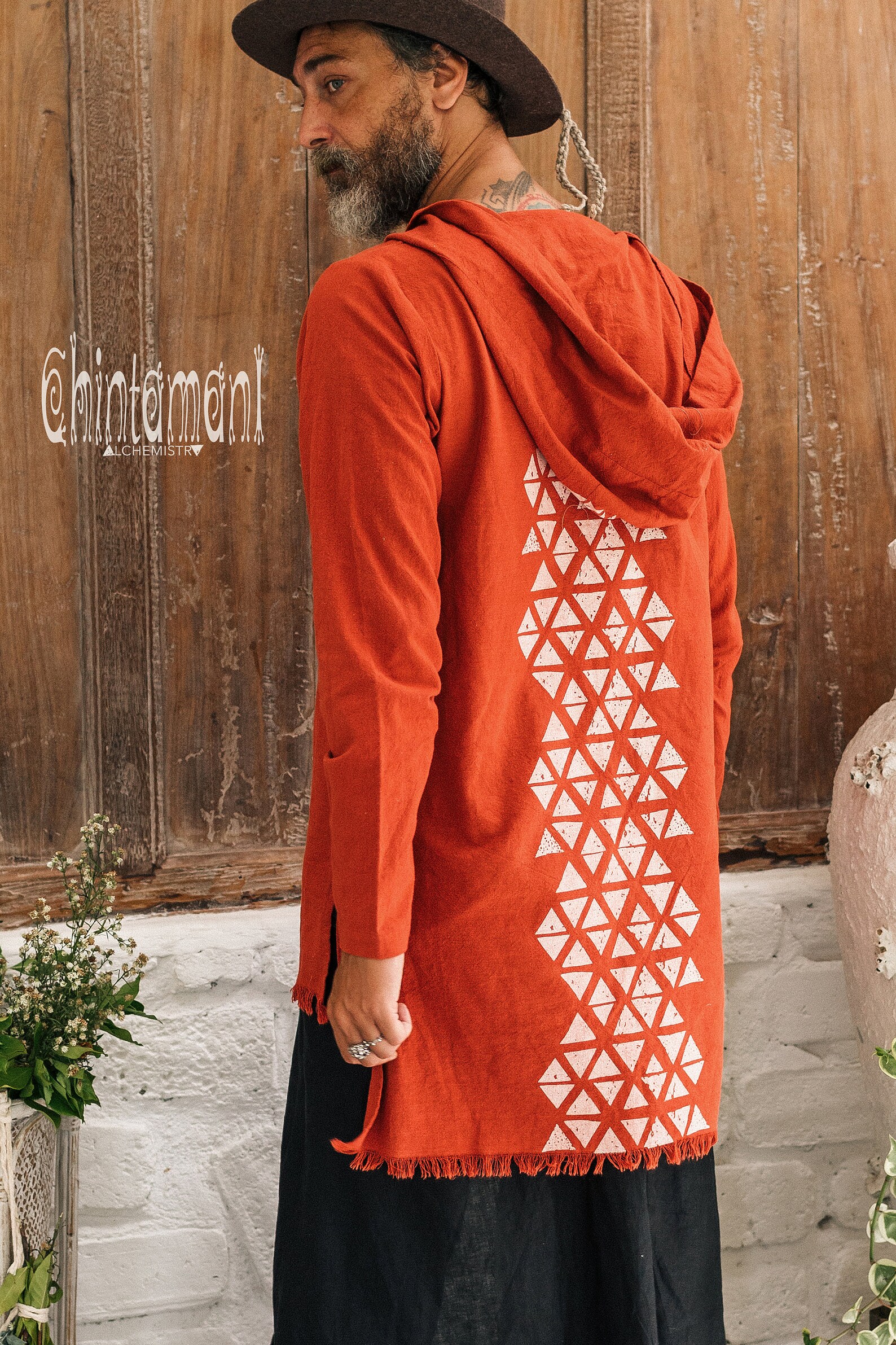 Hooded Cardigan Men Raw Cotton Hoodie Long Sleeve Shirt | Etsy