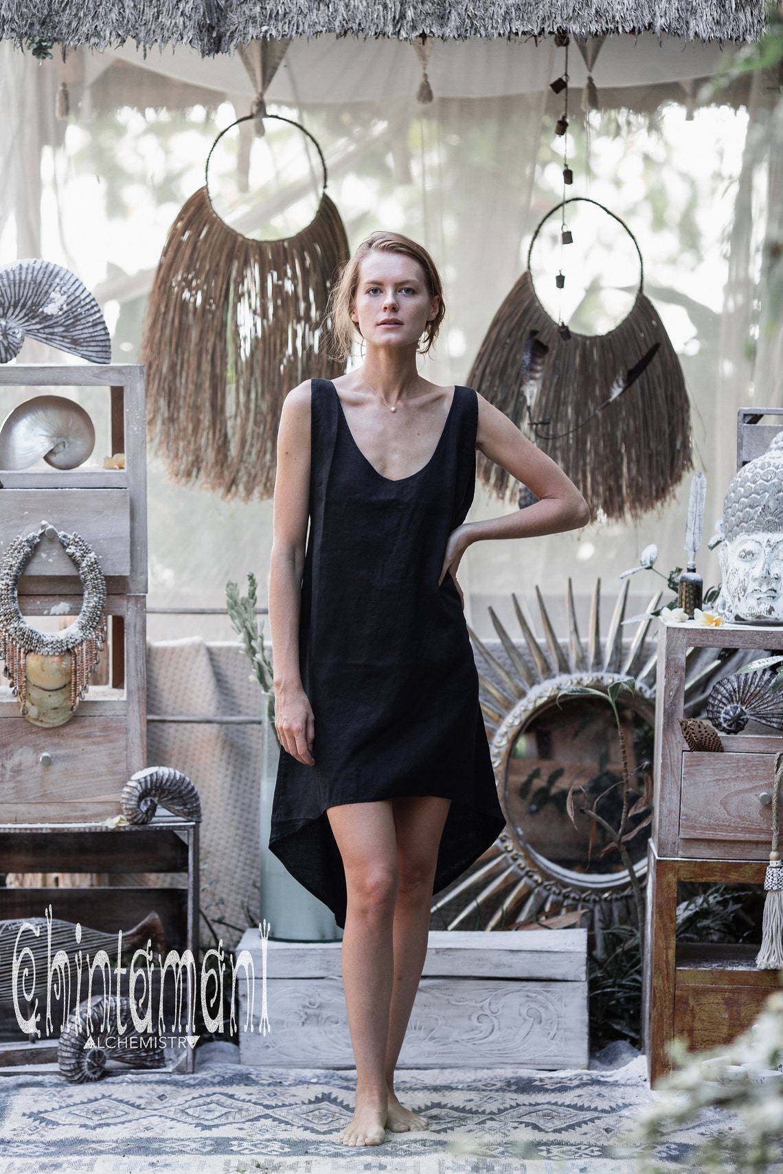 Backless Linen Dress Bohemian Dresses for Women Organic | Etsy