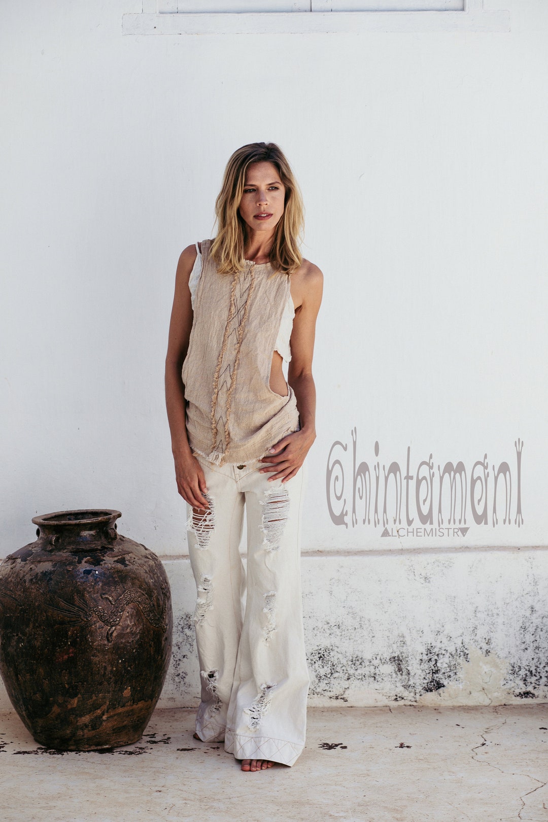 Boho Tank Top Women Open Sides Raw Cotton Top Yoga - Etsy