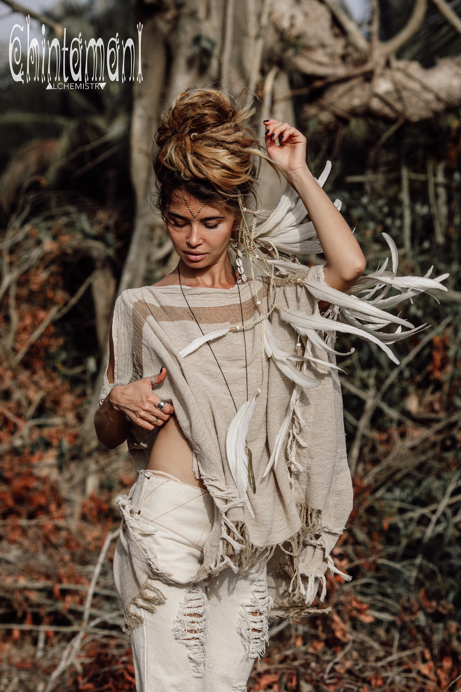 Raw Cotton Bohemian Poncho Top Nomad Gypsy Hippie off - Etsy