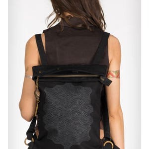 Small Boho Backpack Flat Canvas Backpack Rolltop Laptop - Etsy