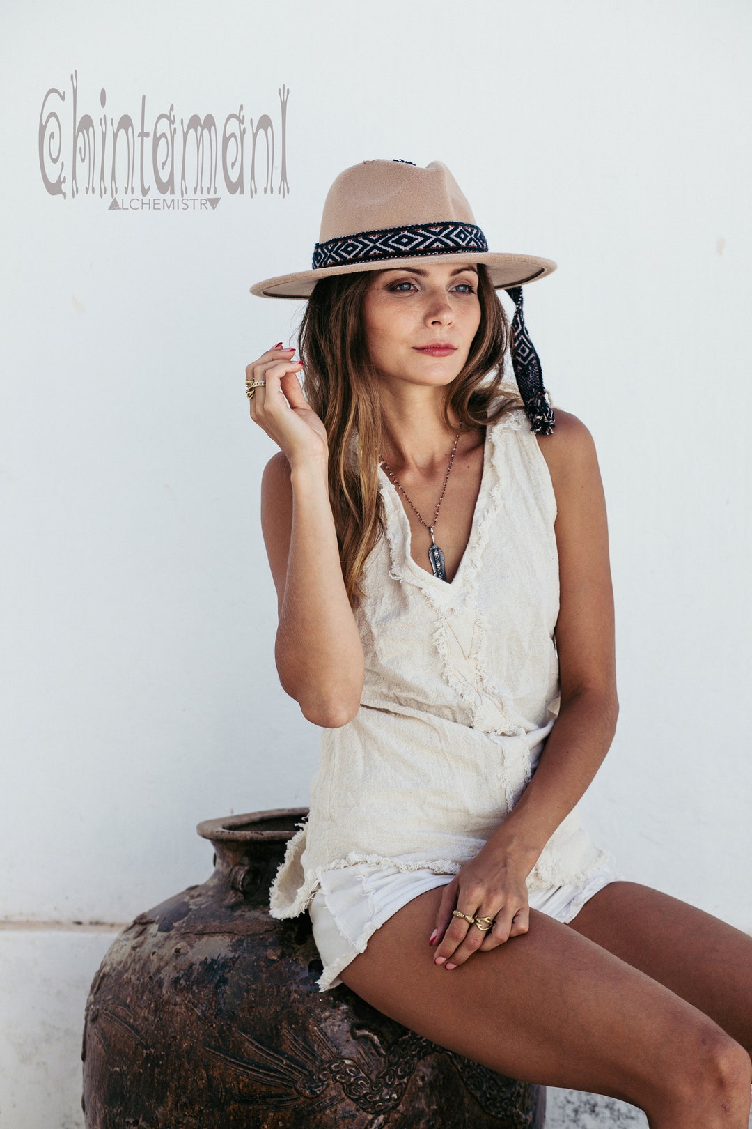 Bohemian Top for Women White Boho Top V Neck Raw Cotton - Etsy