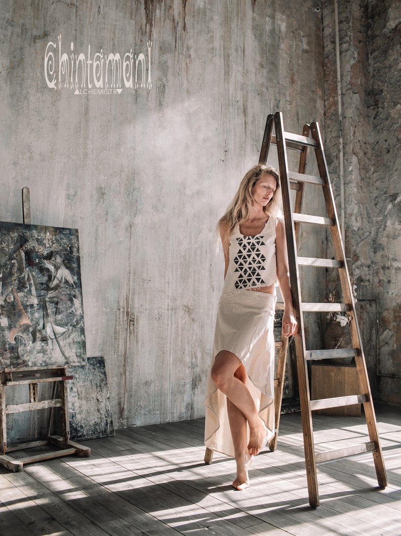 Asymmetrical White Boho Crop Top Organic Gypsy Clothing | Etsy