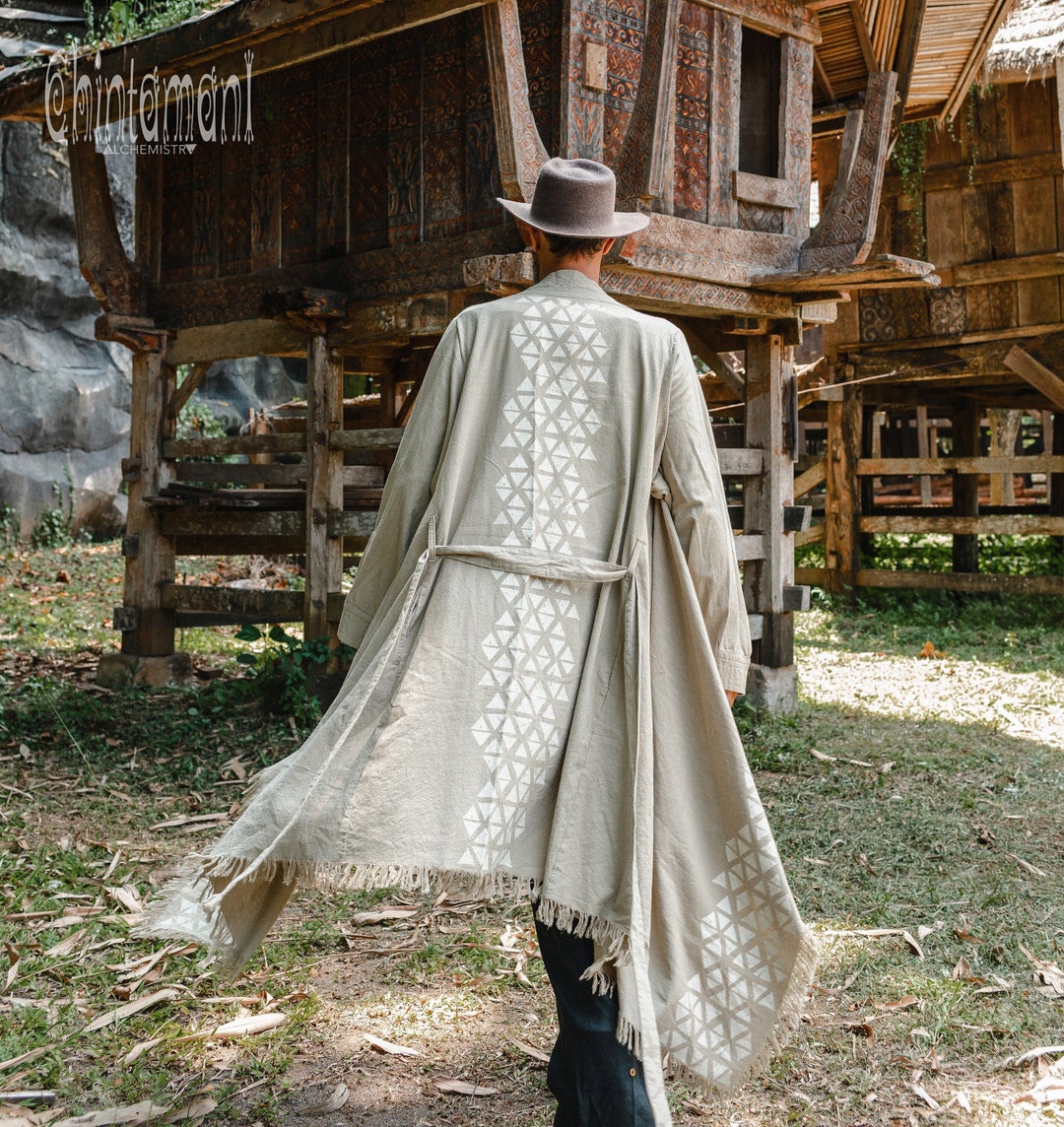 Mens Cloak Kaftan ∆ Wrap Coat ∆ Raw Cotton Kimono Cardigan Men Cape ∆ ...