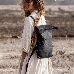 Small Boho Backpack Flat Canvas Backpack Rolltop Laptop - Etsy