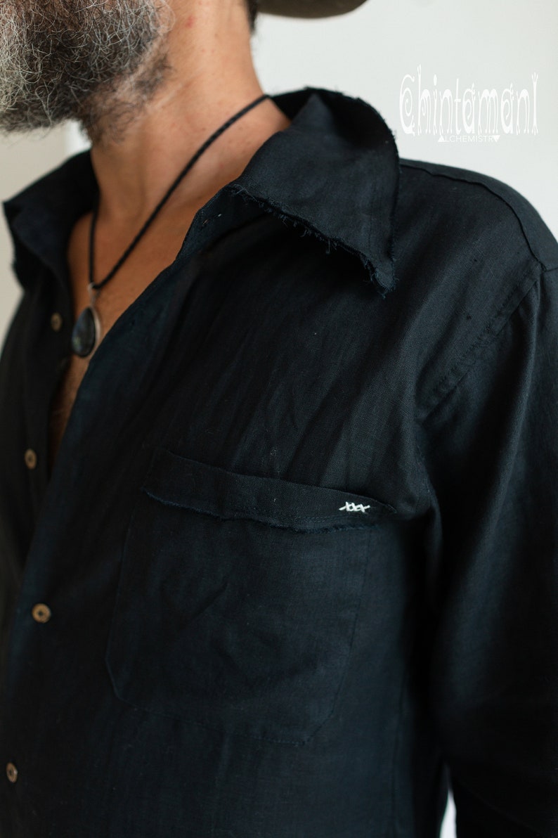 Black Linen Overalls Men Coveralls 3/4 Long Sleeve Linen | Etsy