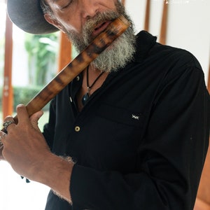 Black Button Down Shirt Men Boho Clothing Cotton Top 3/4 Long Sleeve ...