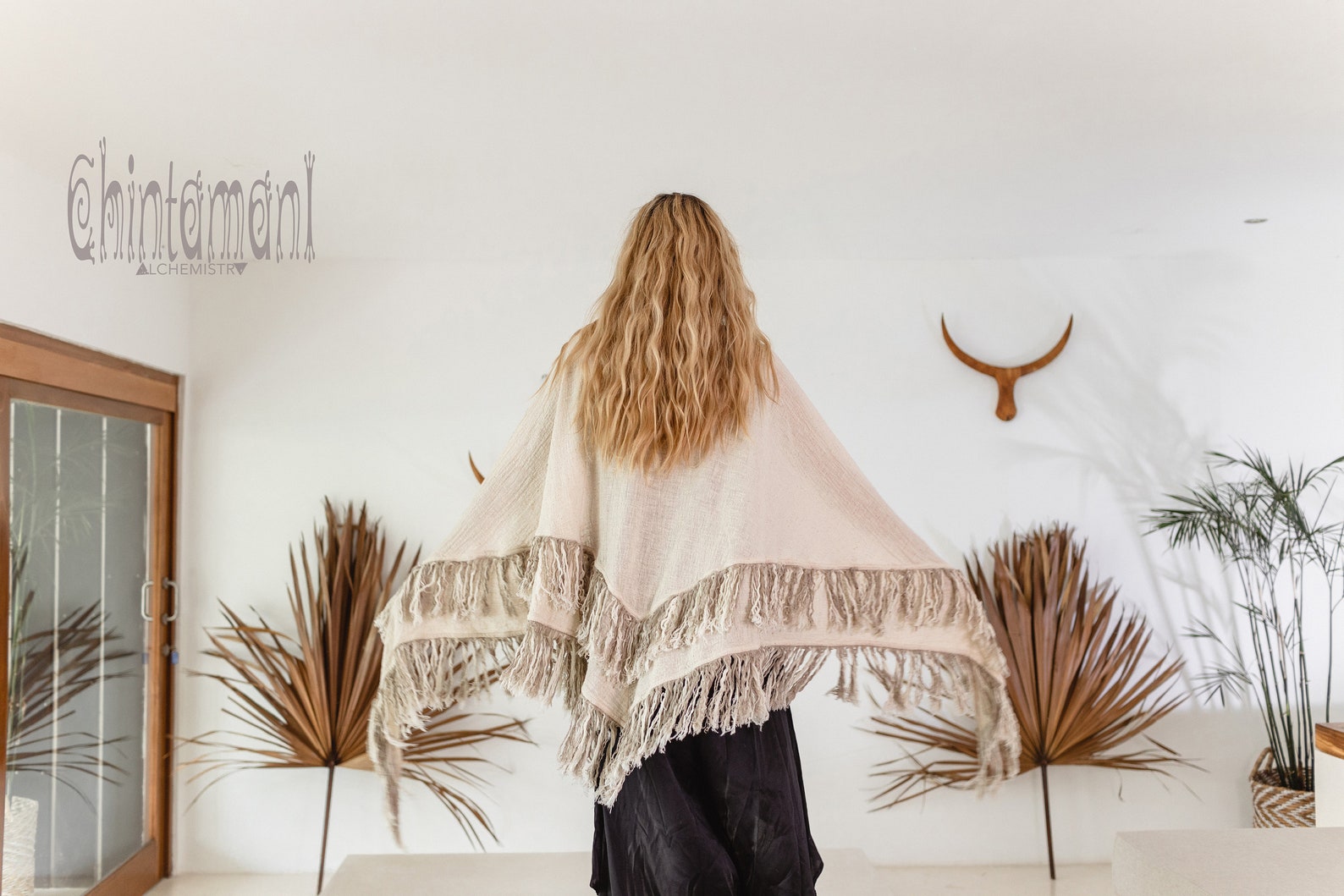 Boho Fringe Shawl Bohemian Scarf Organic Wedding Shawl | Etsy