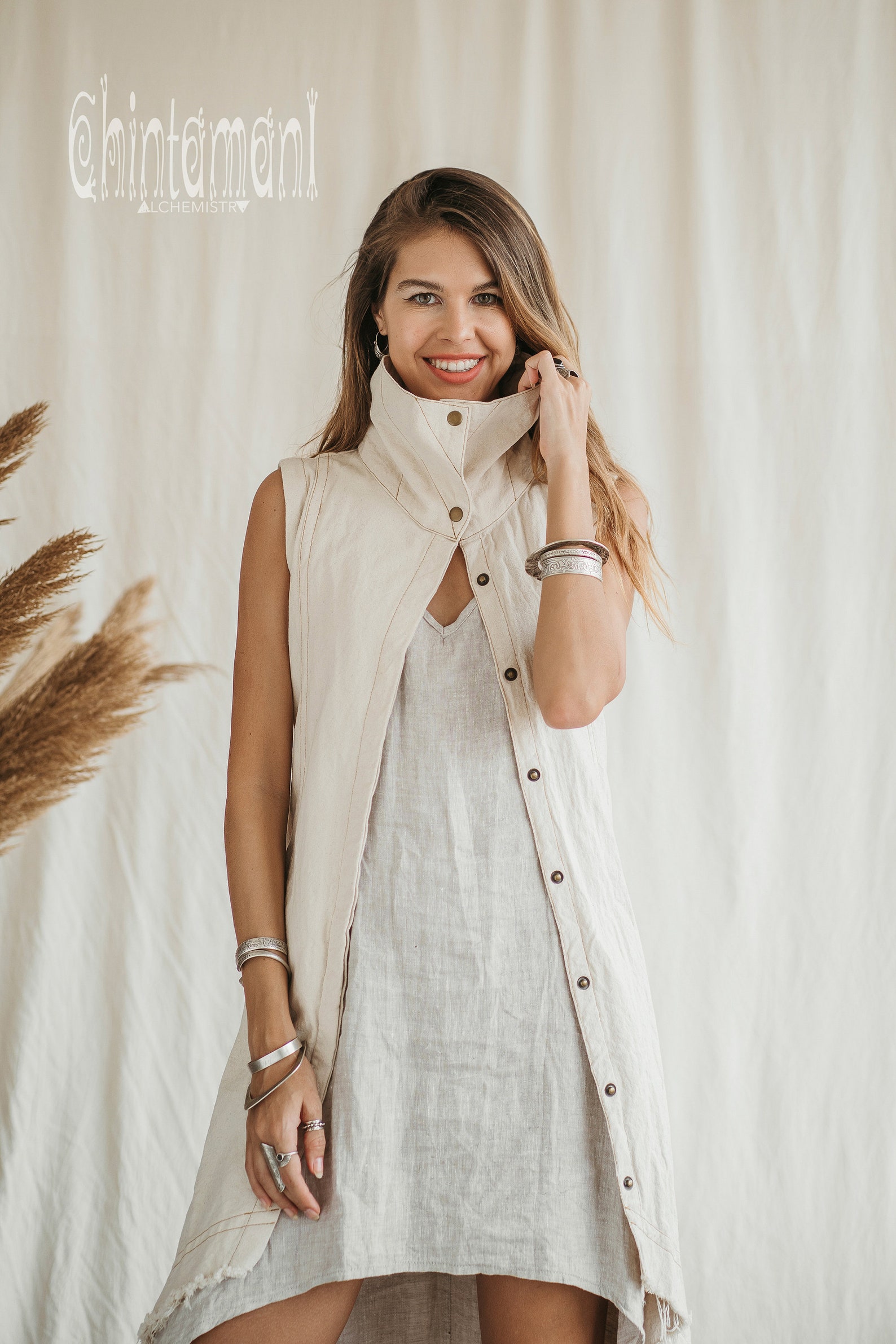 Long Boho Vest Womens Trench Coat Asymmetrical off White - Etsy