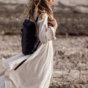 Small Boho Backpack Flat Canvas Backpack Rolltop Laptop - Etsy