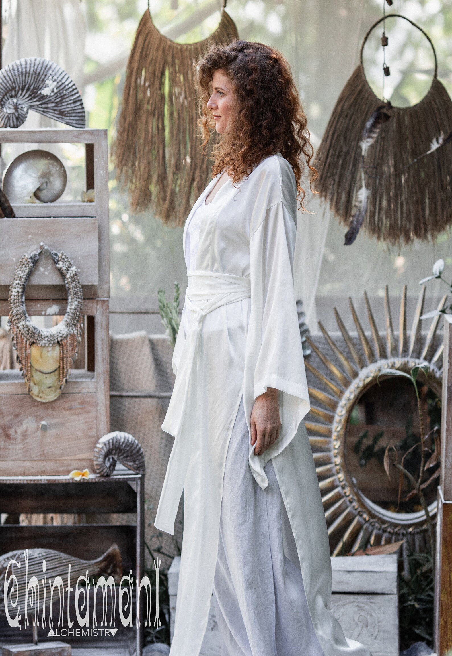 White Silk Kimono Wrap Dress Silk Robe Boho Kimono - Etsy