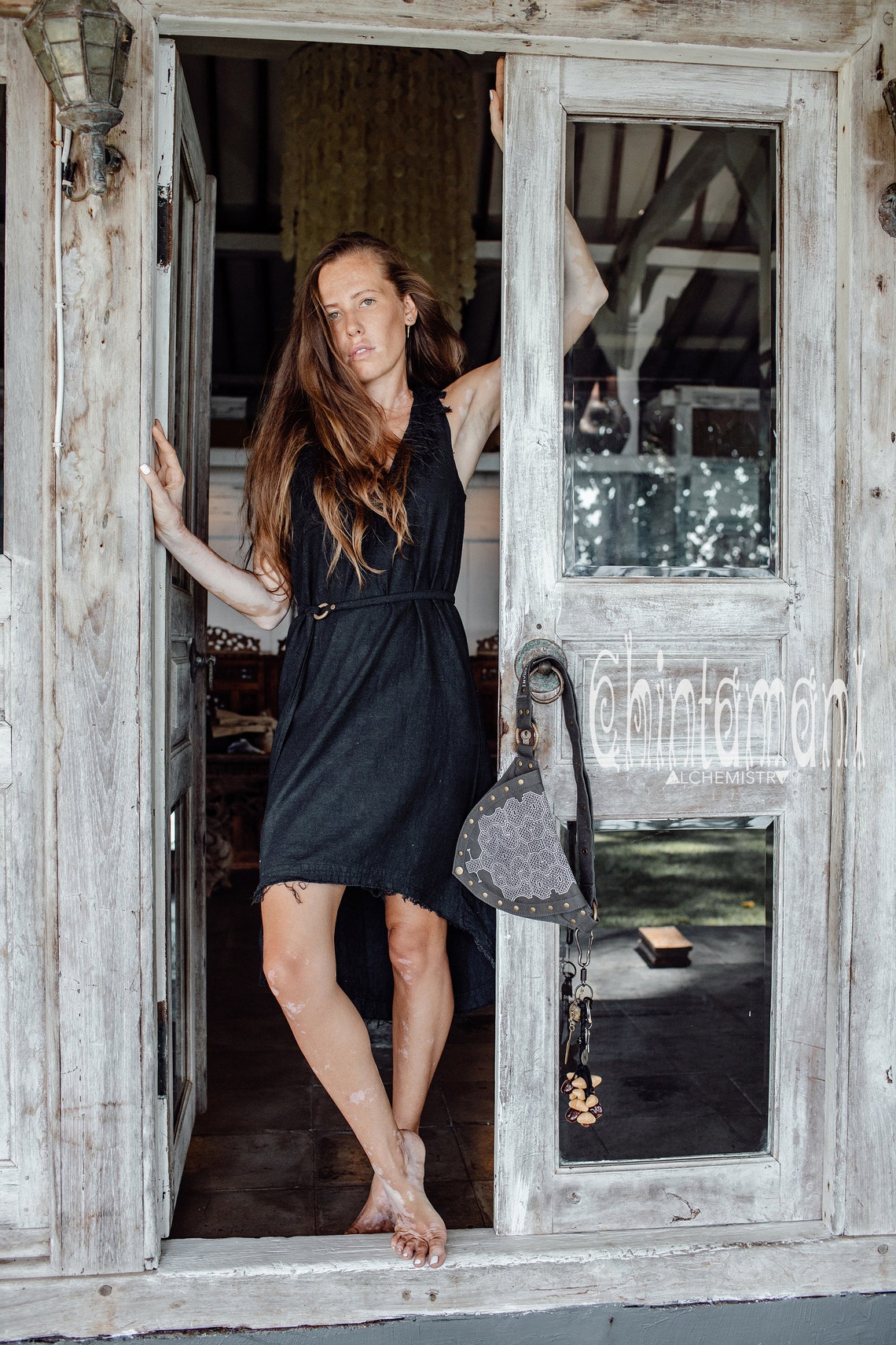 Black Cotton Mini Dress Boho Dresses for Women Organic | Etsy