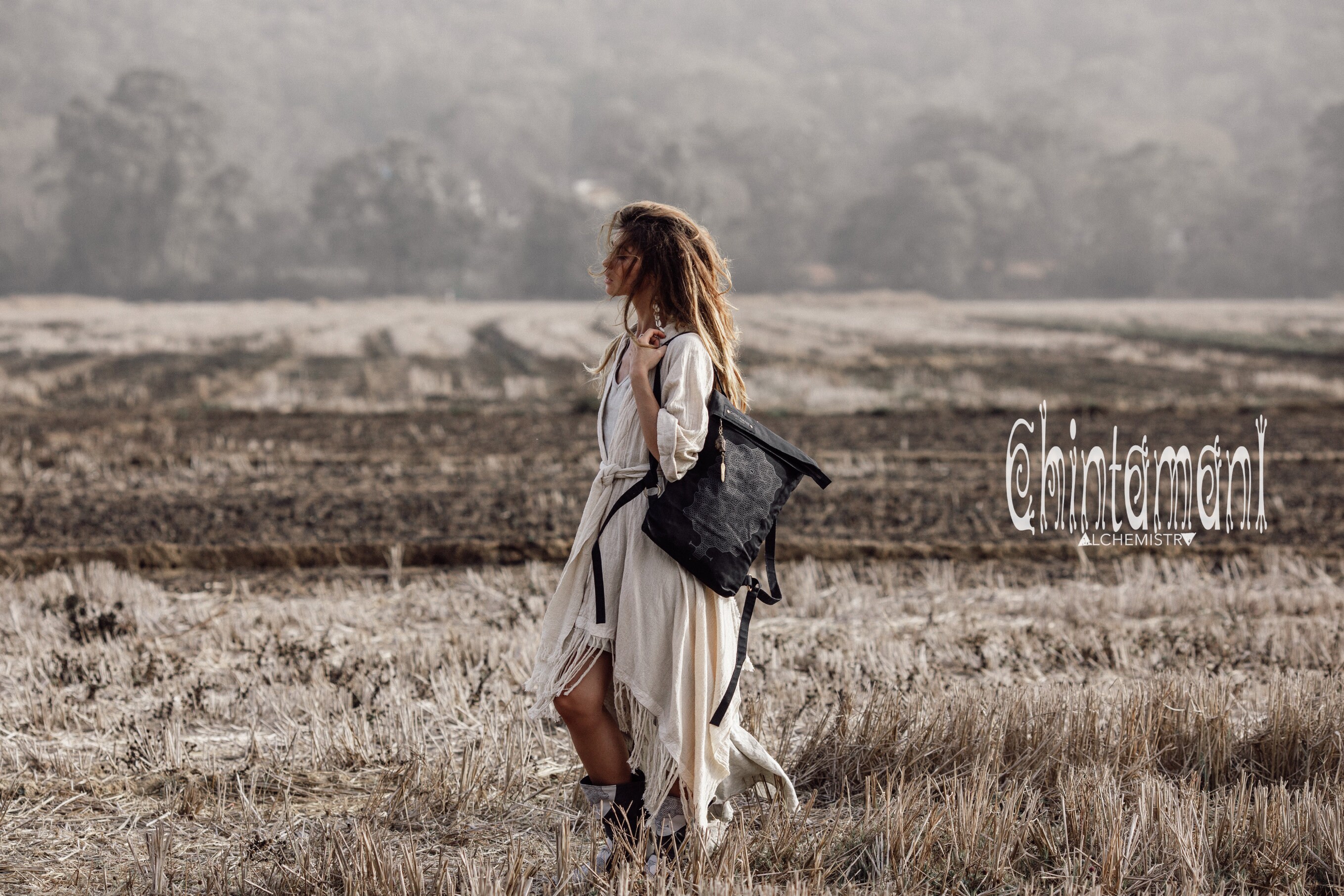 Small Boho Backpack Flat Canvas Backpack Rolltop Laptop | Etsy