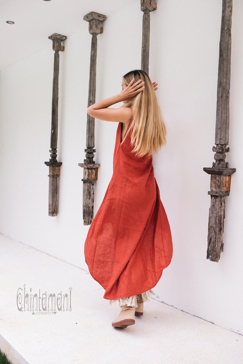 Backless Linen Dress Goddess Organic Dress Linen Clothing - Etsy