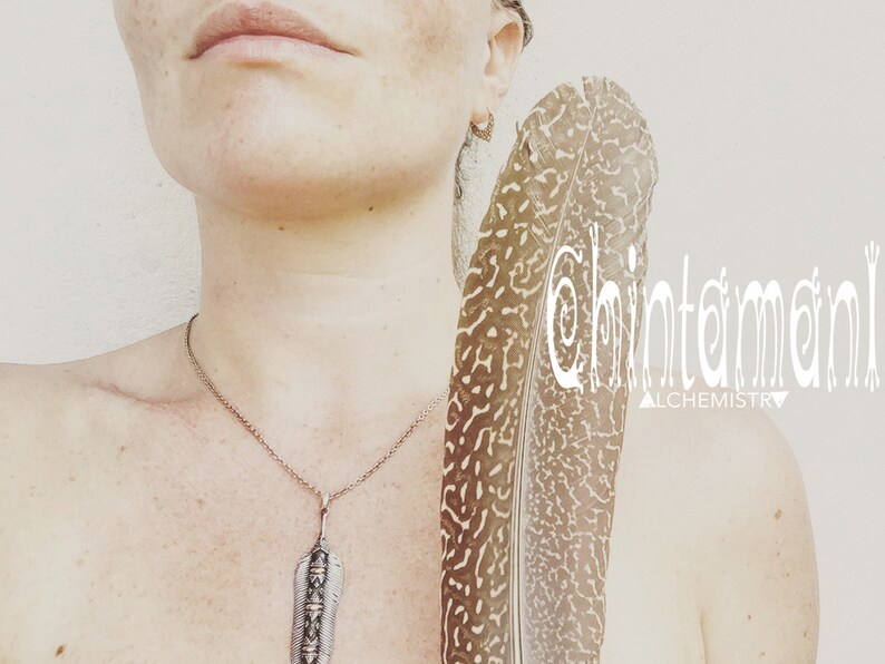 Silver & Gold Feather Pendant Unique Bird Feather Necklace - Etsy