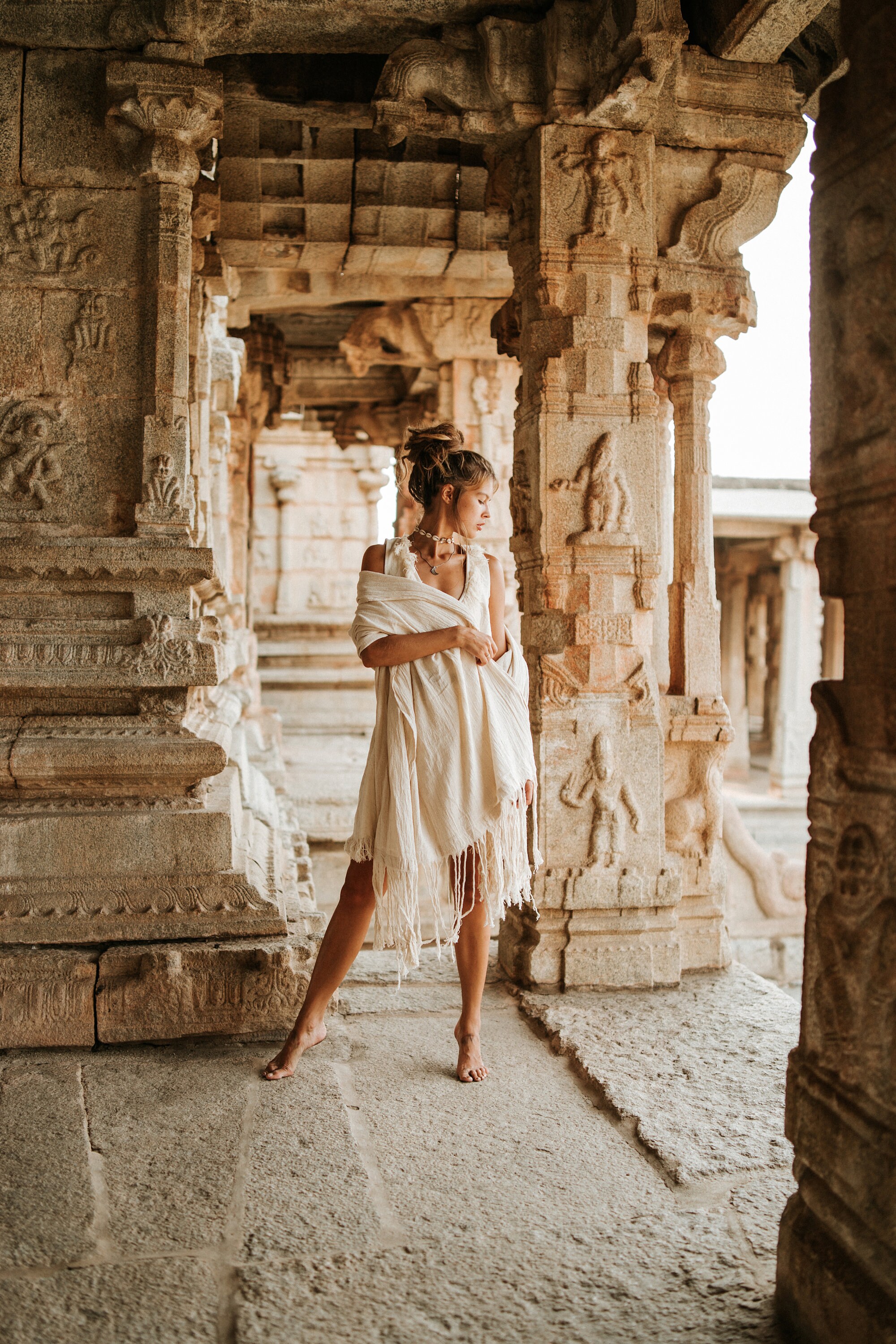 Long Fringe Boho Shawl White Bohemian Scarf Raw Cotton | Etsy