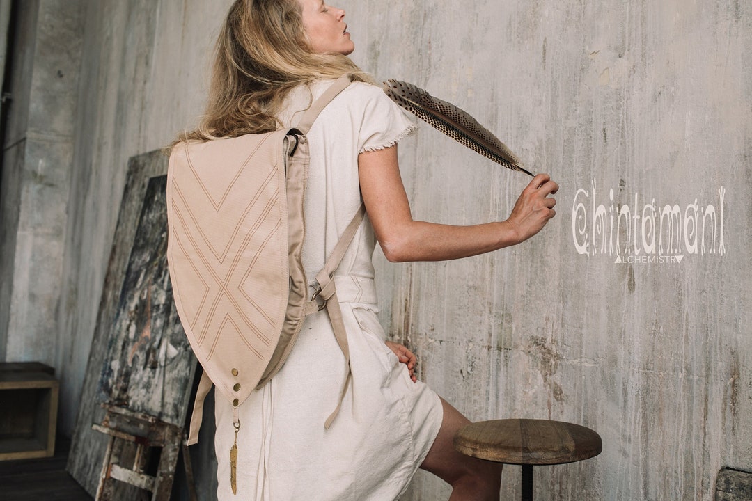 Shield Boho Backpack Bohemian Cotton Canvas Backpack - Etsy