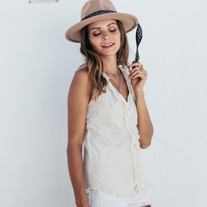 Bohemian Top for Women White Boho Top V Neck Raw Cotton - Etsy