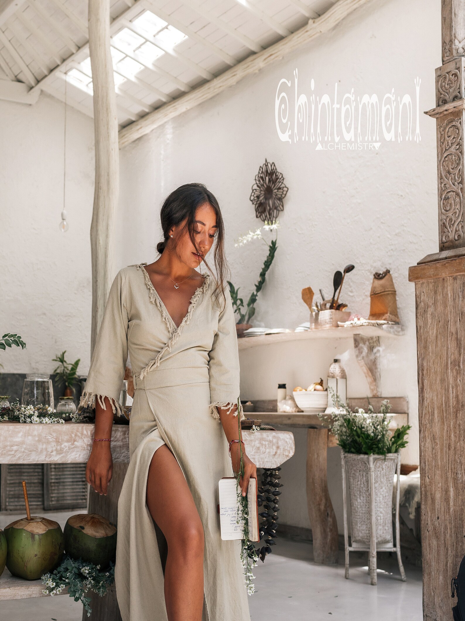 Long Boho Wrap Dress Women Boho Clothing Maxi Dress Organic Bohemian ...