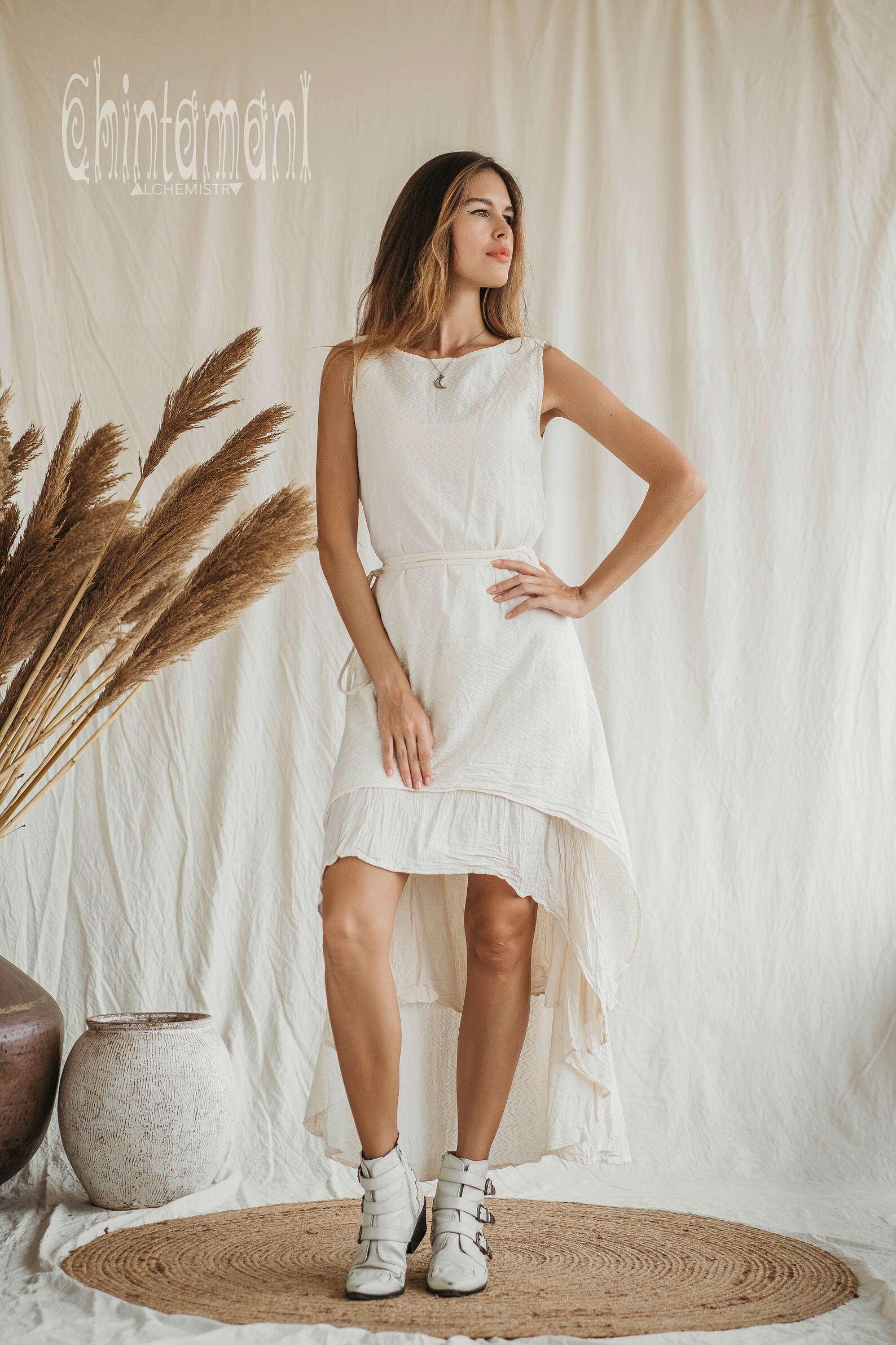Soft Cotton Boho Dress Natural Organic Dress White - Etsy