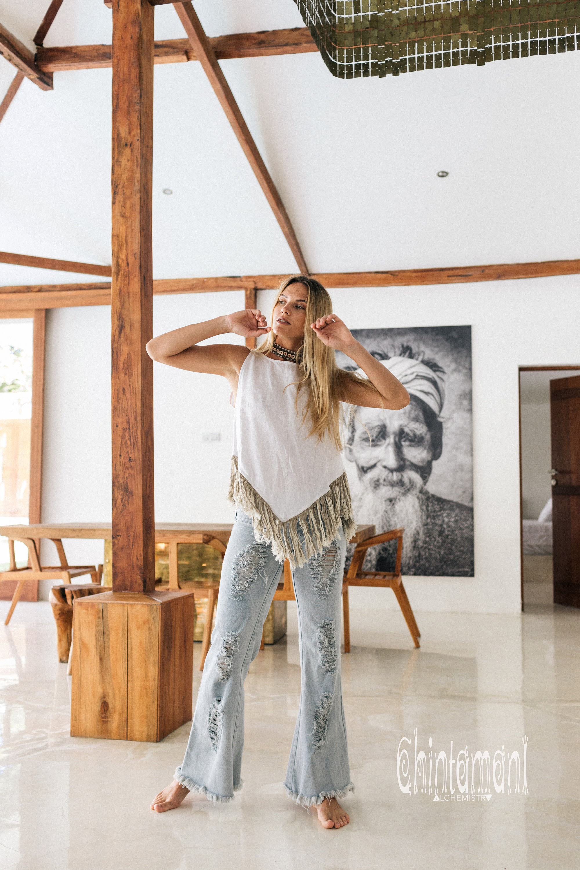 White Linen Top Boho Clothing Women Fringe Dance Top | Etsy