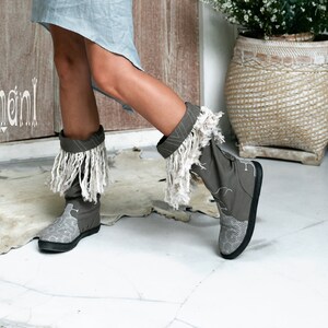 Fringe Boho Boots ∆ Vegan Bohemian Shoes Women ∆ Hippie Clothes Cotton ...