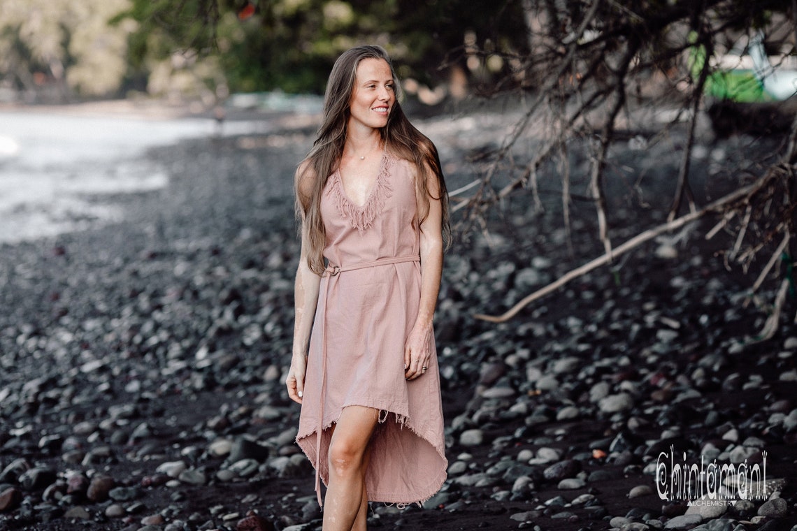 Blush Bohemian Dress Gypsy Pink Mini Dress Boho Eco - Etsy UK