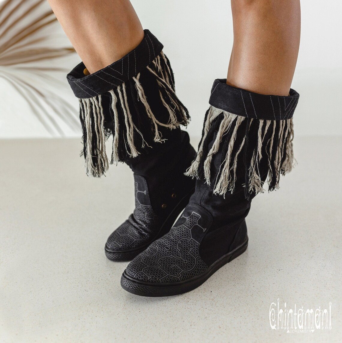 Black Boho Shoes Women Vegan Boots Festival Hippie Shoes - Etsy UK