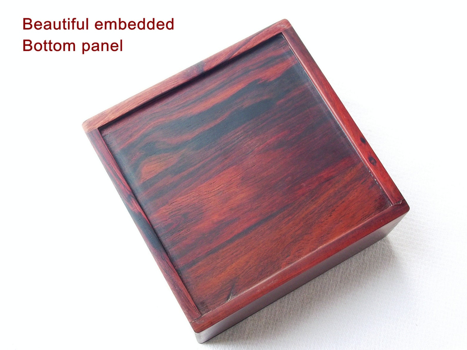 4.75" Red Rosewood Storage Box With Custom Lase Engraved Logo, Souvenir ...