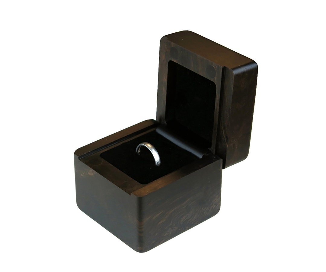 Custom Ebony Wood Ring Box With CNC Hollowed Body, Handmade Wedding ...