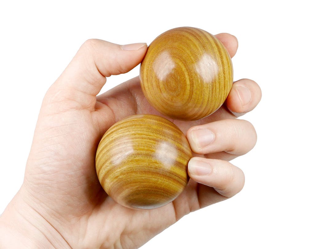One Pair Solid Verawood Hand Exercise Balls, Wood Balls, Hand Massage ...