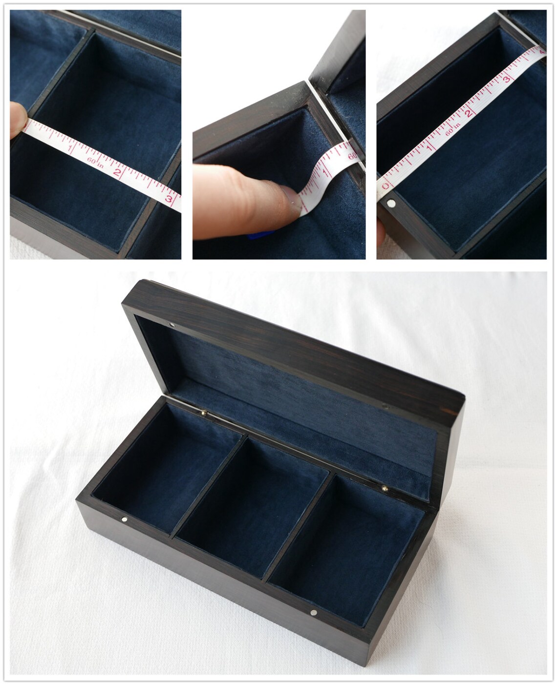 Custom 9 Black Ebony Cufflinks Box with 3 Compartments | Etsy