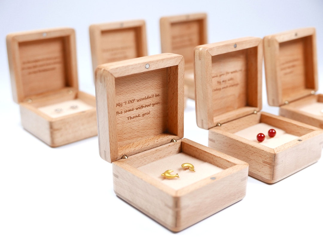 Custom Bridesmaids Jewelry Boxes In Beech Wood With Etsy