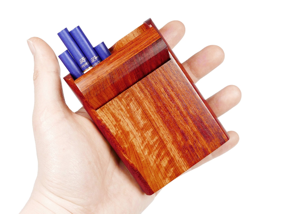 Rosewood Cigarette Case for 7 King-size Cigarettes, Handcrafted Wooden ...