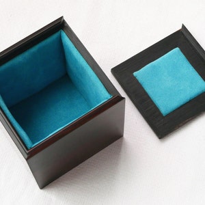 Custom 3.5" Genuine Black Ebony Wood Cube Watch Box With Laser Engraved ...