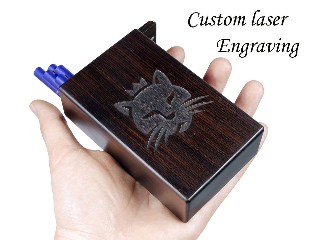Custom Ebony Wood Mini Cigar Case, Personal Art Engraving, CNC Hollowed ...
