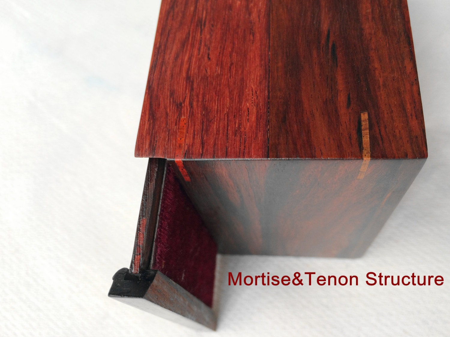 Red Rosewood Keepsake Box With Sliding Lid, Handmade Wooden Jewelry Box ...