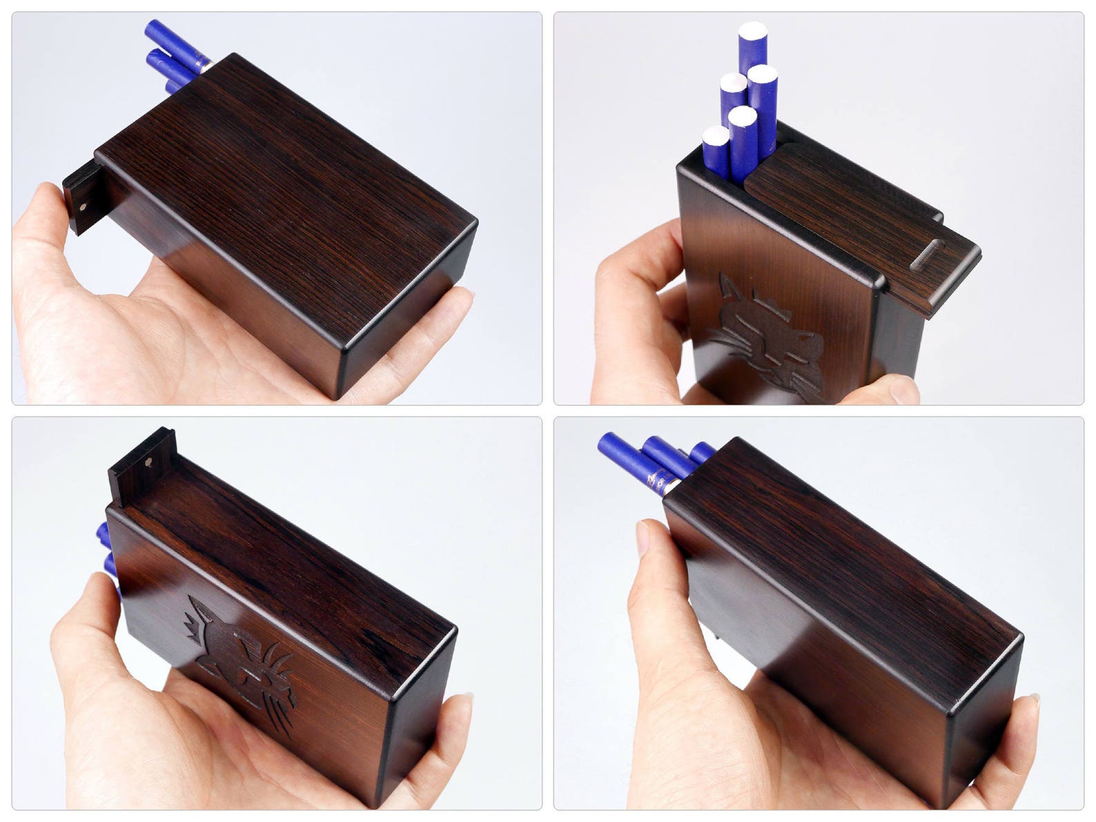 Custom Ebony Wood Mini Cigar Case, Personal Art Engraving, CNC Hollowed ...