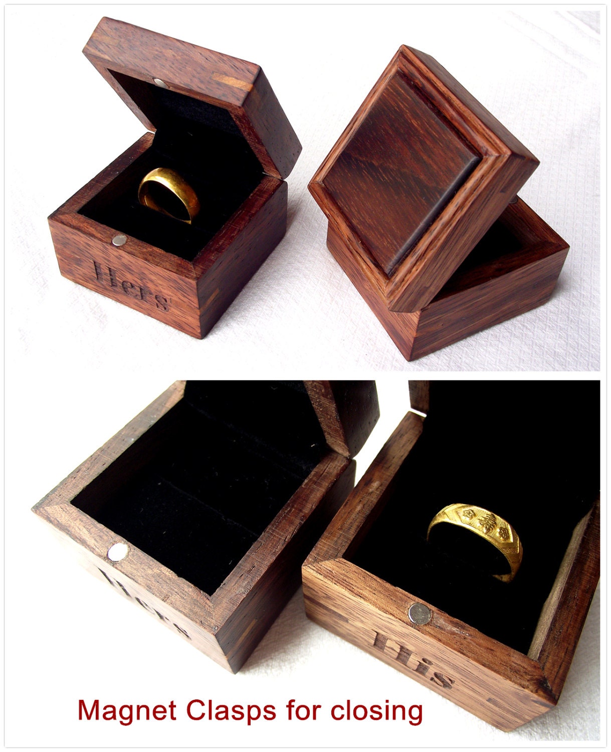 Custom a Pair of Black Walnut Wood Wedding Rings Boxes With ...