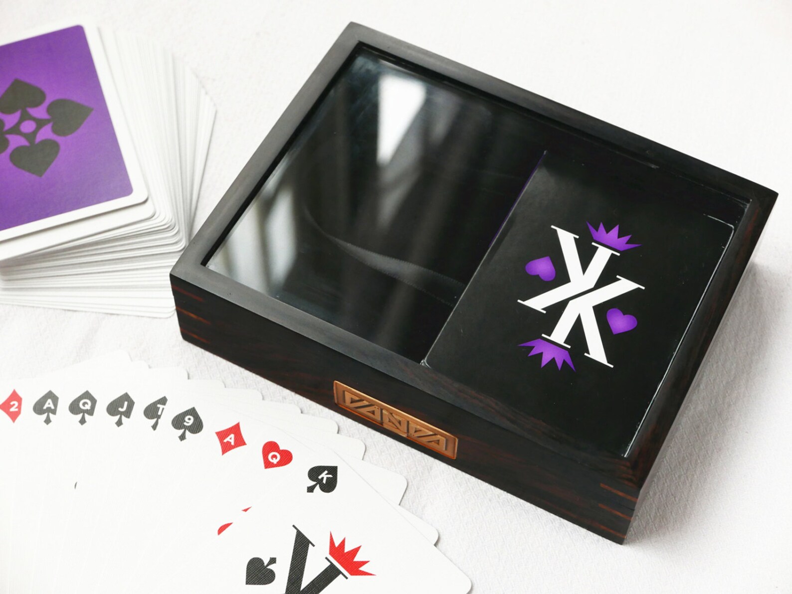 Custom 5.5 Genuine Ebony Wood Poker Card Box With Glass - Etsy
