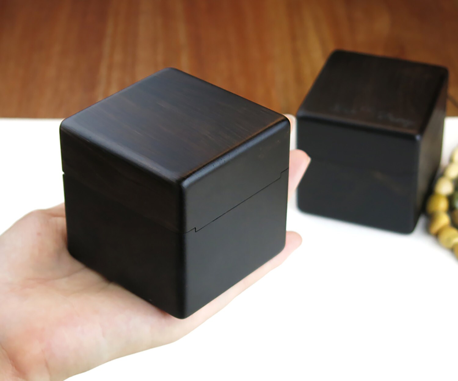 Custom Ebony wood ring box with CNC hollowed body handmade | Etsy