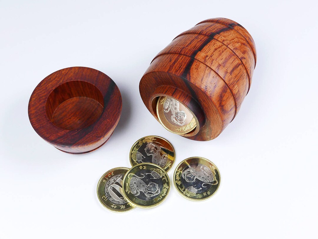 Red Suanzhi Wood Barrel Shaped Piggy Bank, Coins Holder, Wooden Coin ...