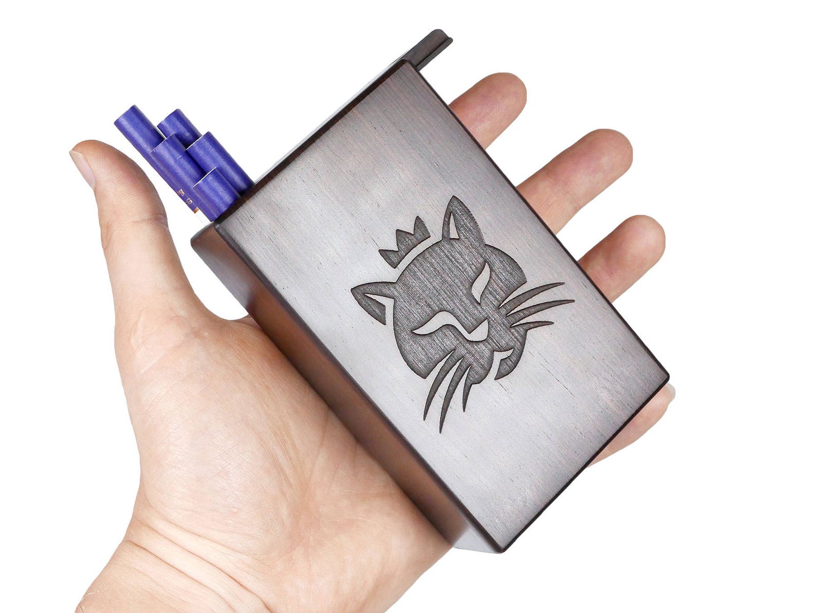 Custom Ebony Wood Mini Cigar Case, Personal Art Engraving, CNC Hollowed ...