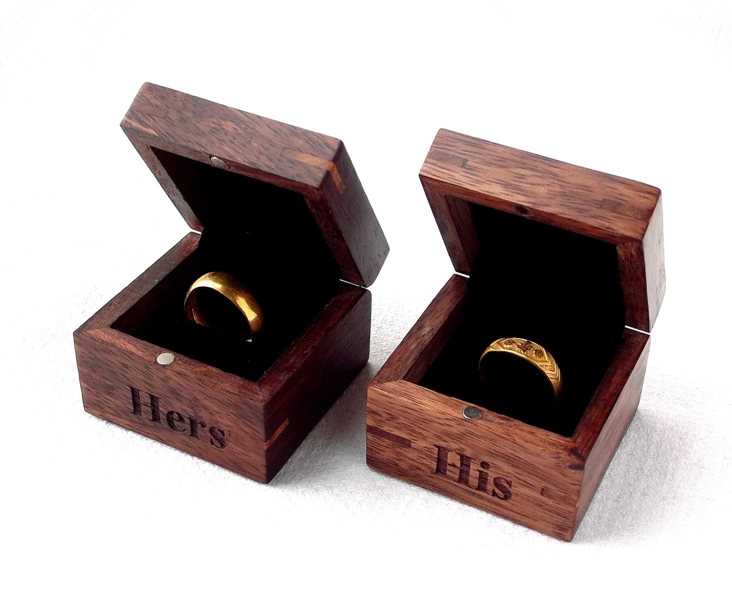 Custom a Pair of Black Walnut Wood Wedding Rings Boxes With ...