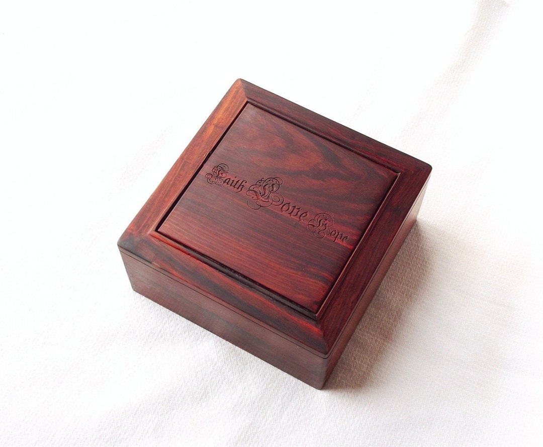 4.75" Red Rosewood Storage Box With Custom Lase Engraved Logo, Souvenir ...