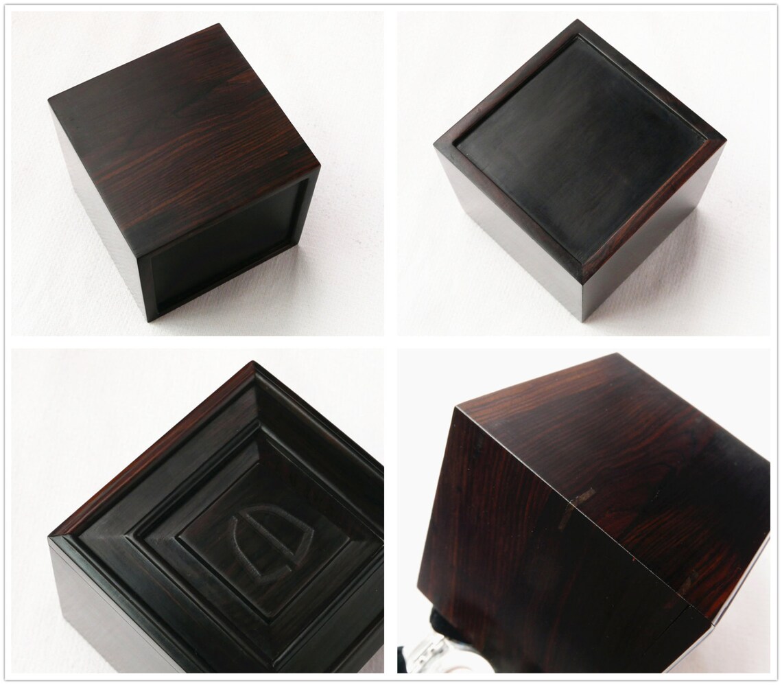 Custom 3.5 Genuine Black Ebony Wood Cube Watch Box With - Etsy